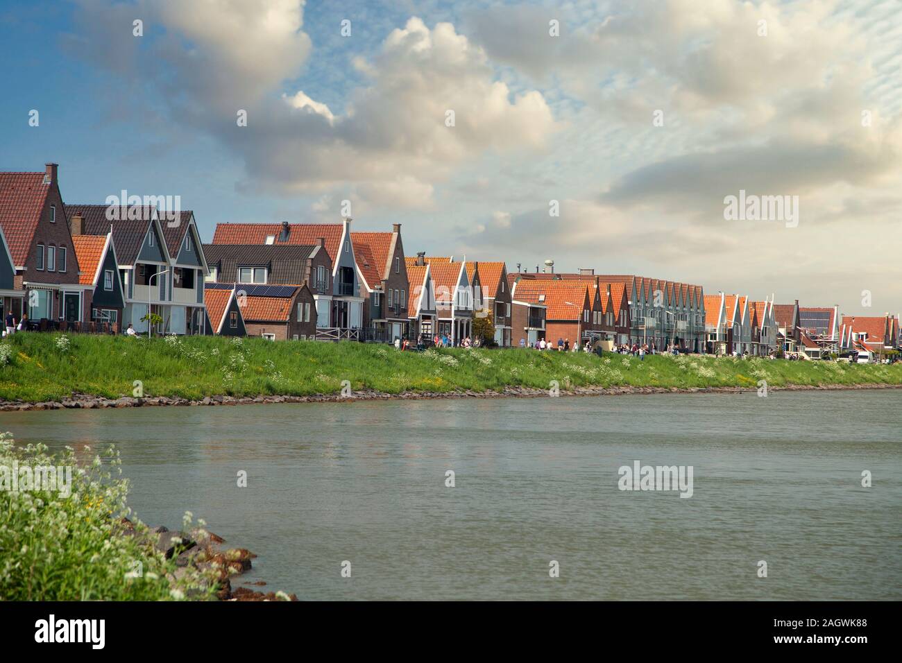 Traditional houses in Holland town Volendam, Netherlands Stock Photo ...