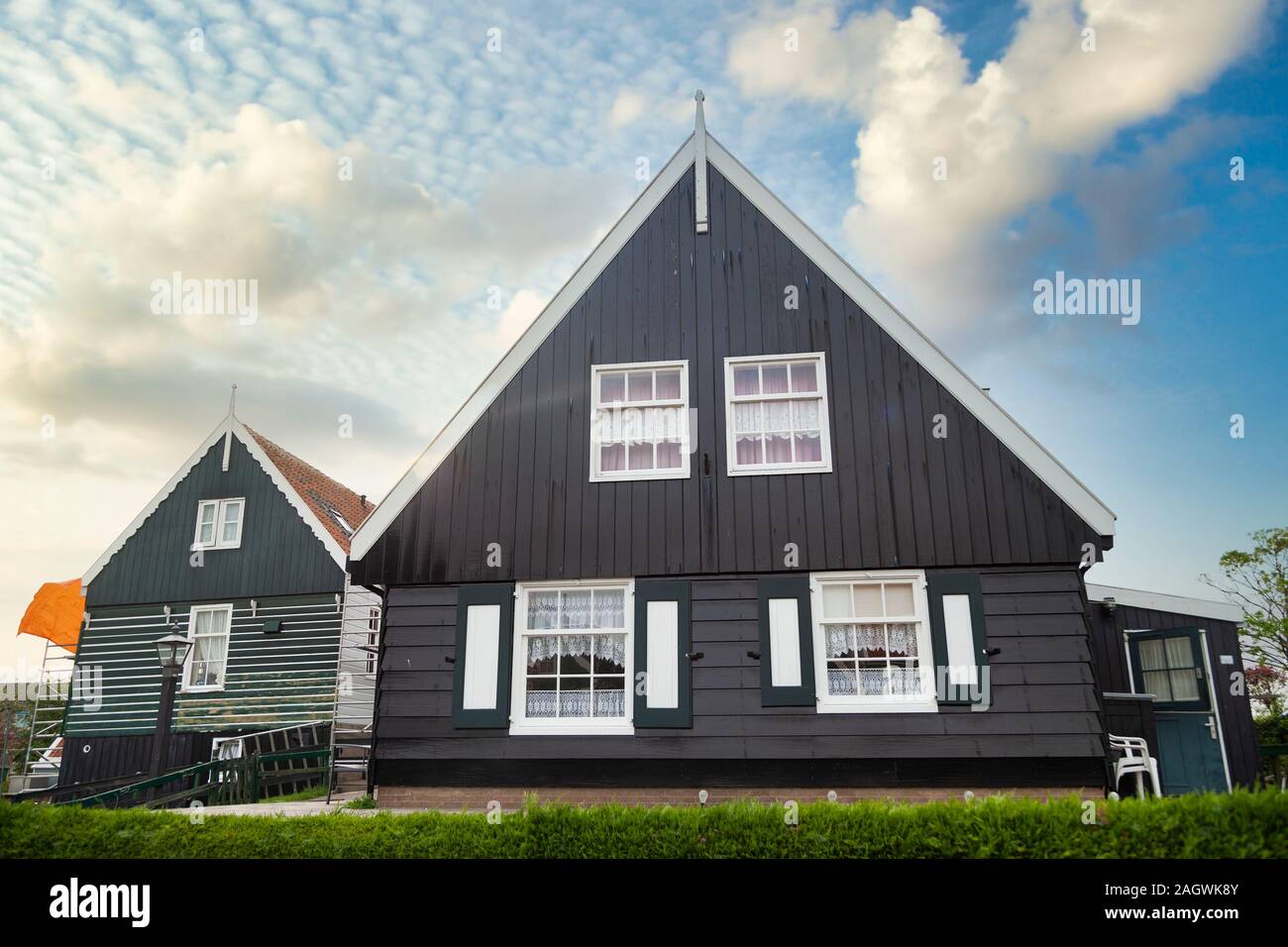 Traditional houses in Holland town Volendam, Netherlands Stock Photo ...