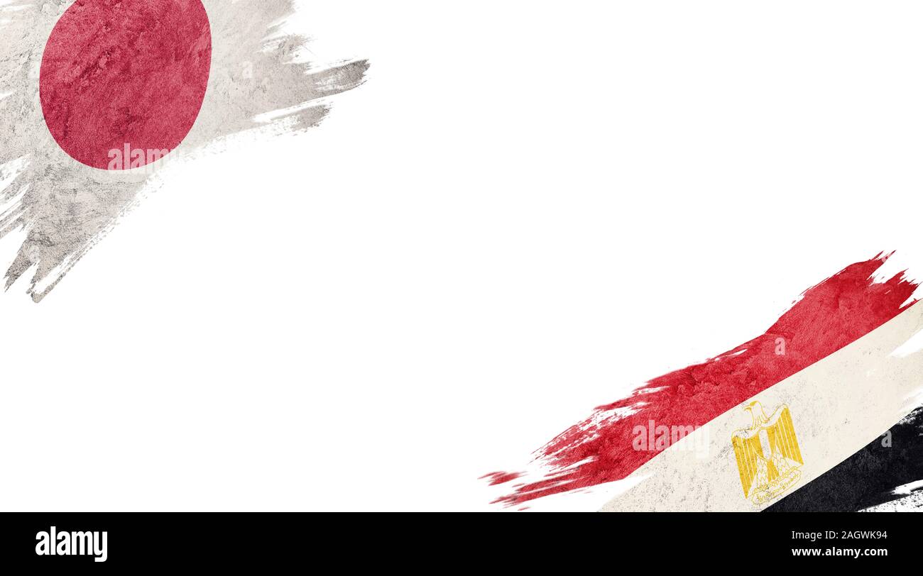 Flags of Japan and Egypt on White Background Stock Photo - Alamy