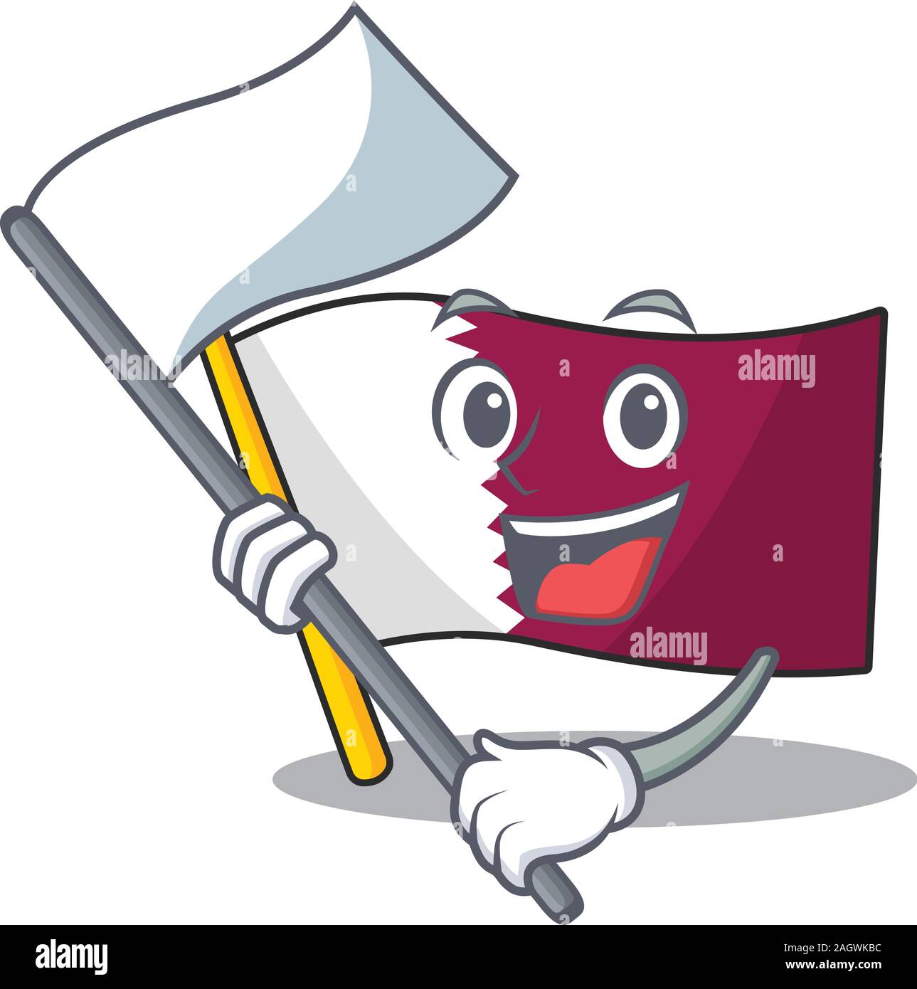 cute flag qatar Scroll cartoon character style with standing flag Stock ...