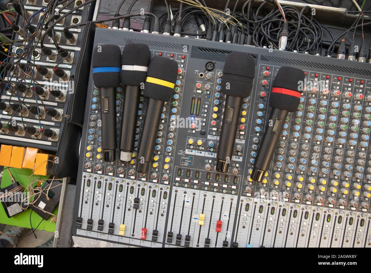 Sound panel for working in the studio and on TV projects Stock Photo ...