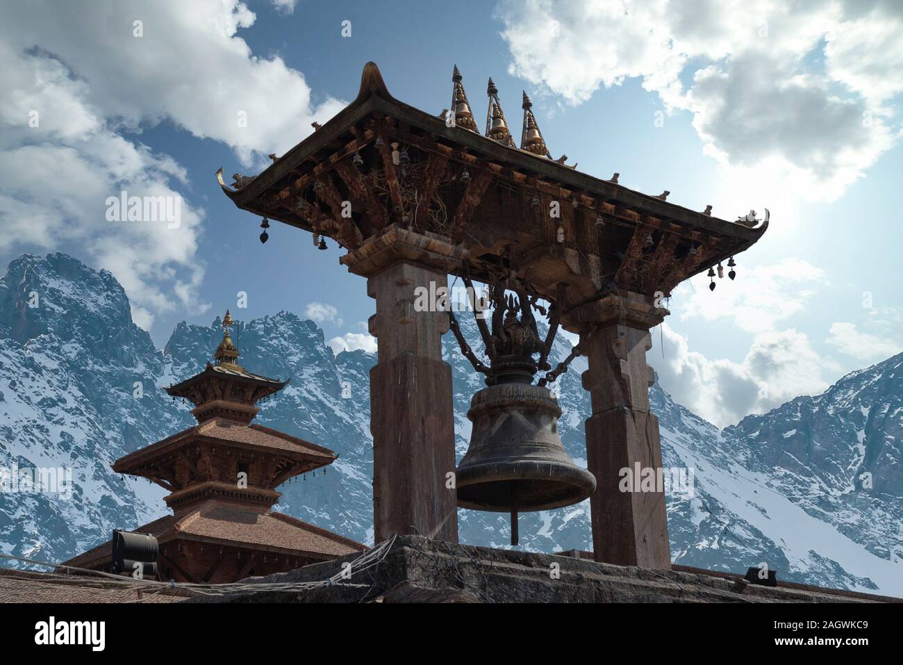The ancient Nepali city in the mountains of the Himalayas Stock Photo ...