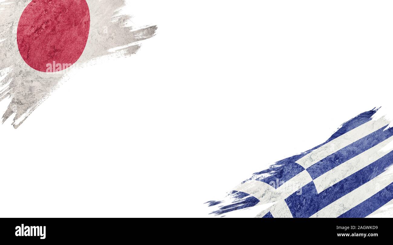 Flags of Japan and Greece on White Background Stock Photo - Alamy