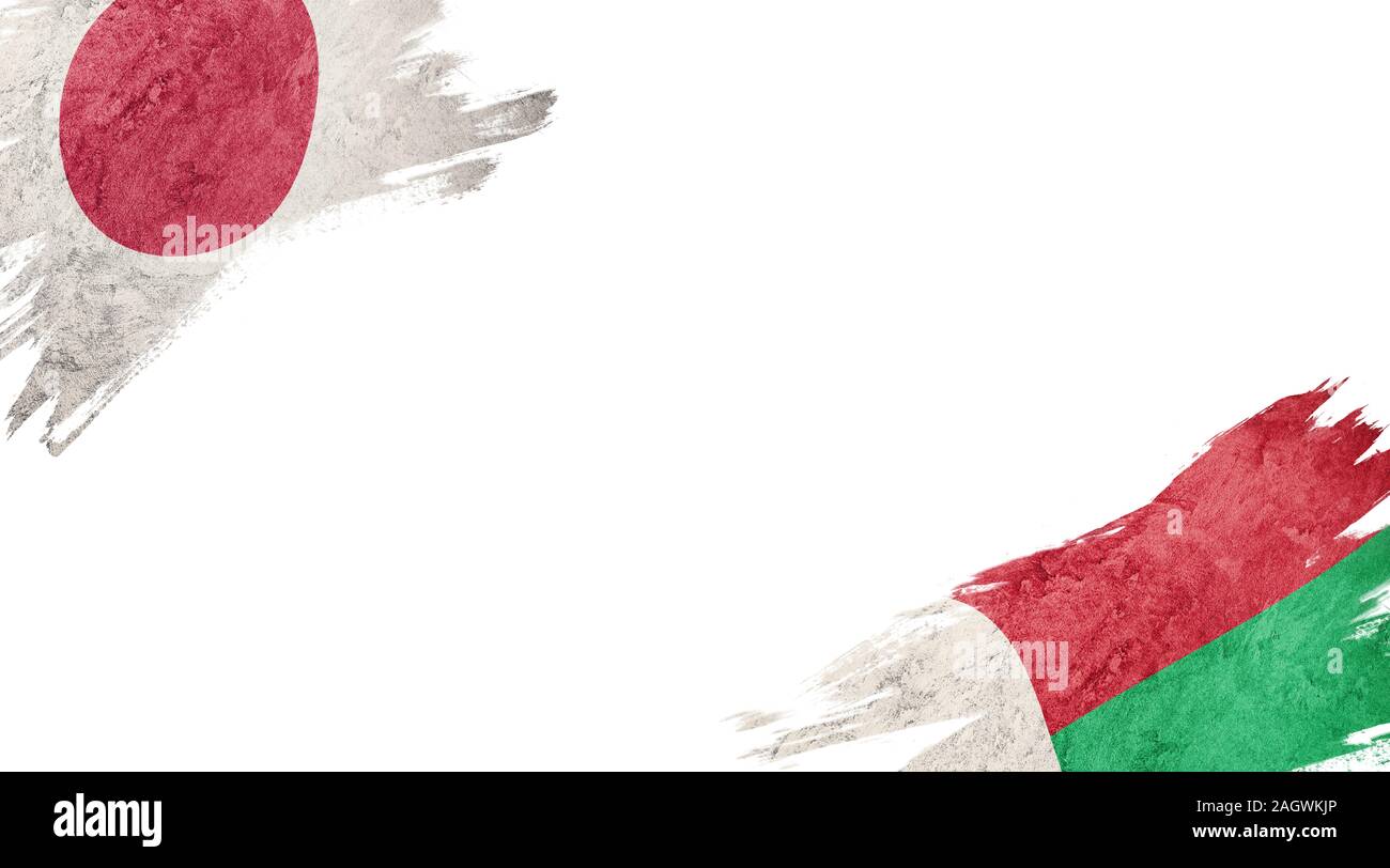 Flags of Japan and Madagascar on White Background Stock Photo - Alamy