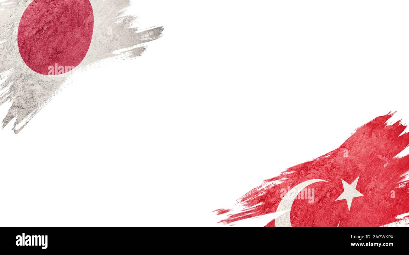 Flags of Japan and Turkey on White Background Stock Photo - Alamy