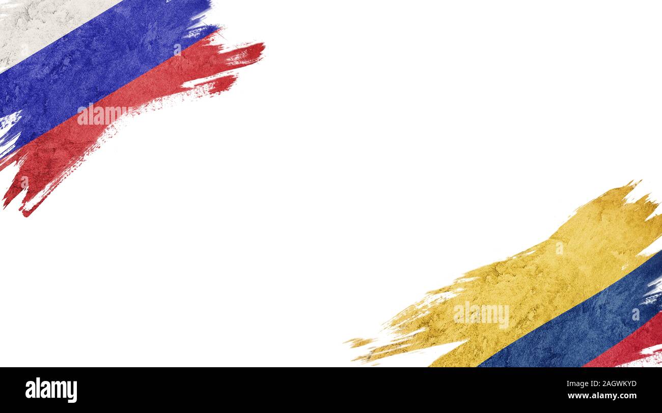 Flags of Russia and Colombia on White Background Stock Photo - Alamy
