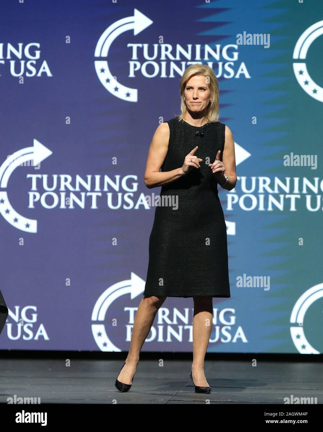 Florida, USA. 21 December 2019. Laura Ingraham speaks at the 2019 ...