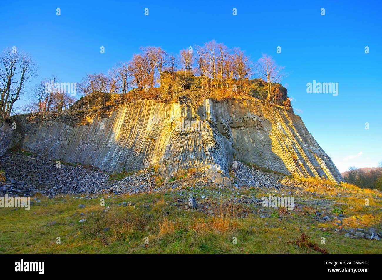 Golden mountain in Bohemian Switzerland, old basalt quarry Stock Photo ...
