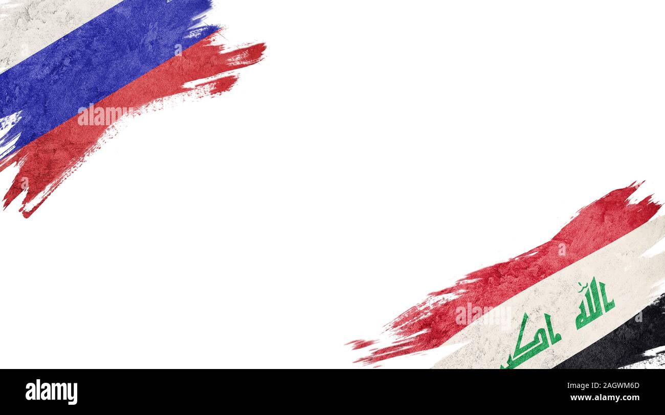 Flags of Russia and Iraq on White Background Stock Photo - Alamy