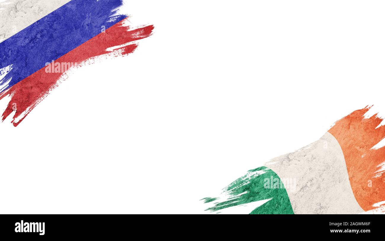 Flags of Russia and Ireland on White Background Stock Photo - Alamy