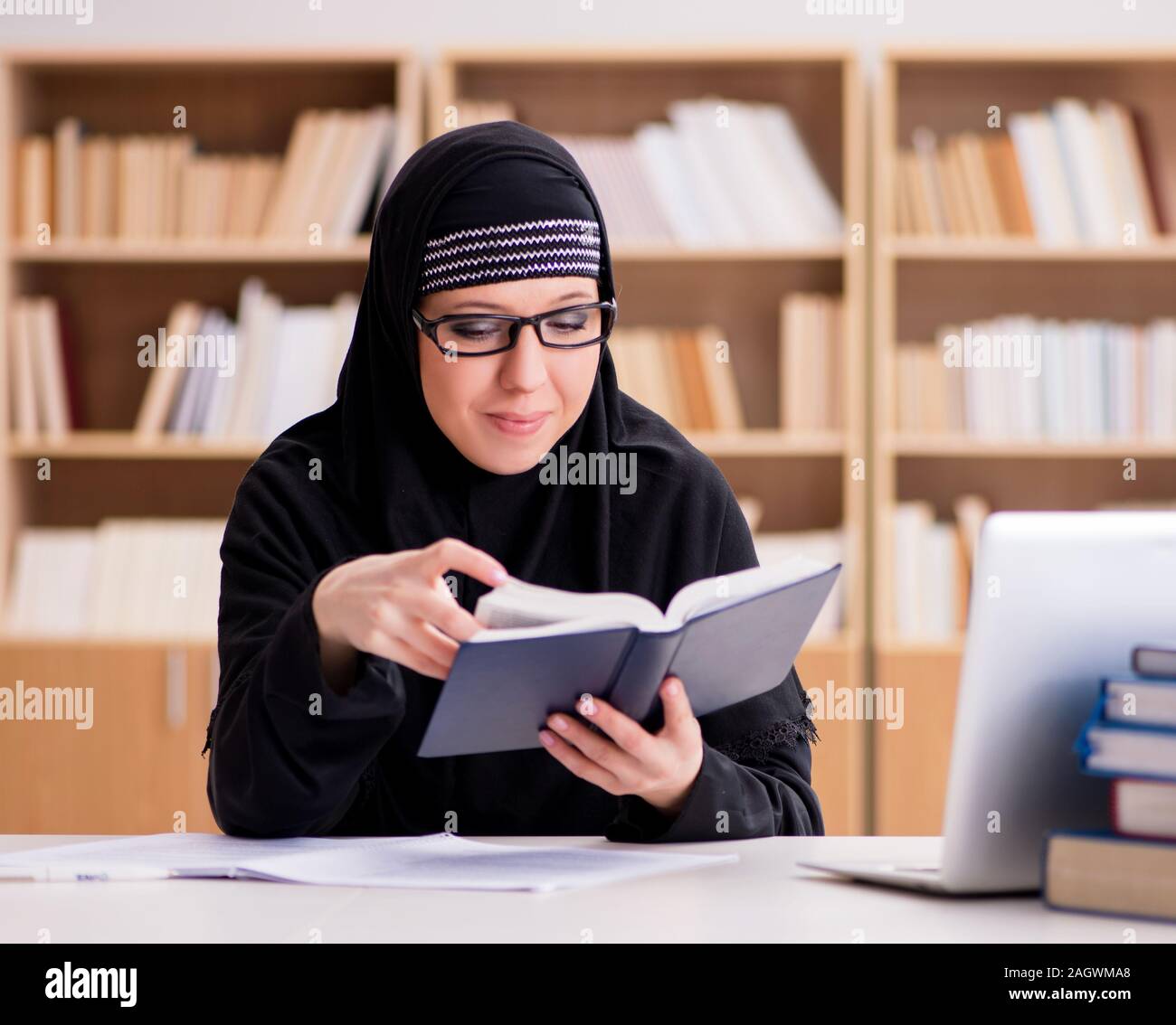 The muslim girl in hijab studying preparing for exams Stock Photo - Alamy