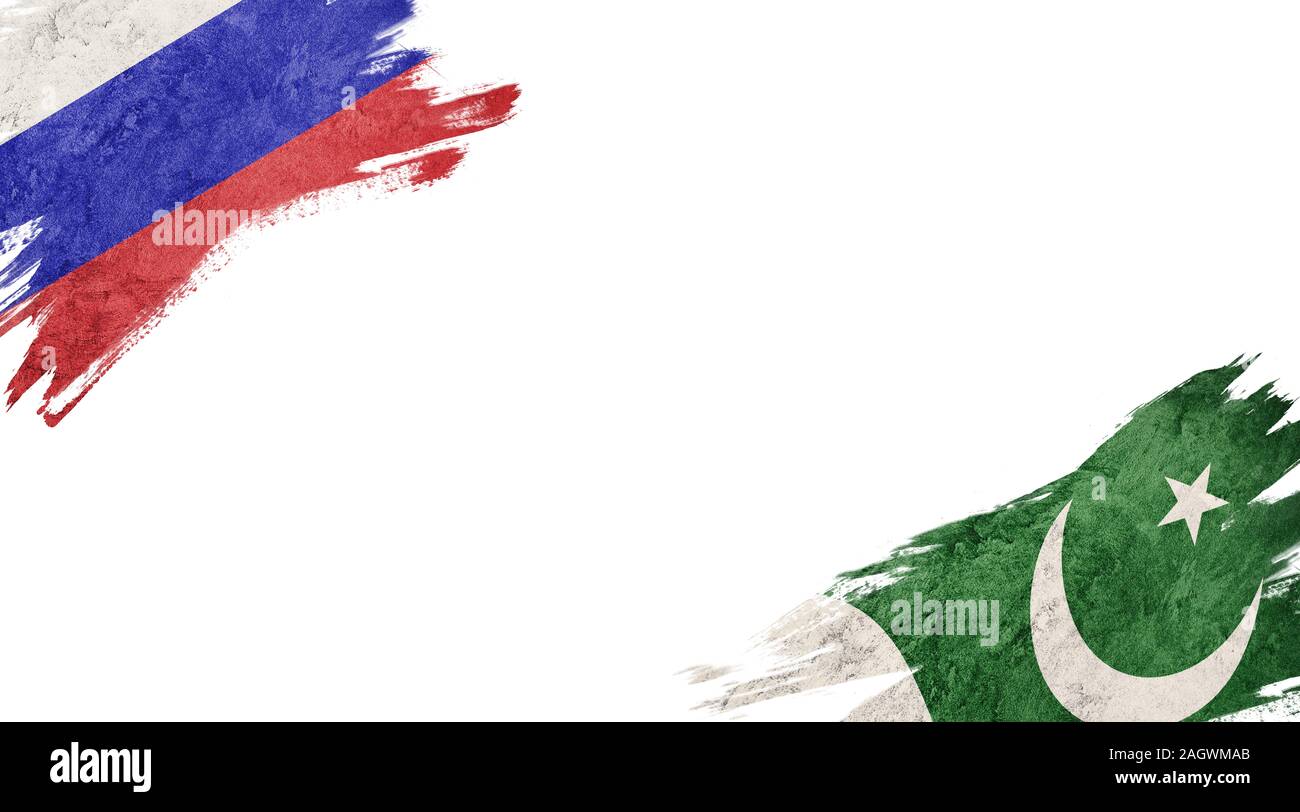 Flags of Russia and Pakistan on White Background Stock Photo - Alamy