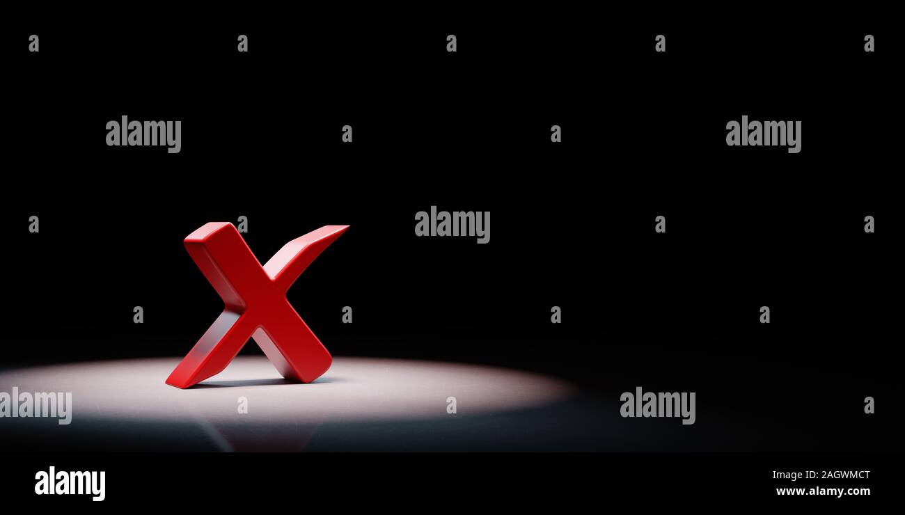 Red Deny Mark Spotlighted on Black Background with Copy Space 3D ...