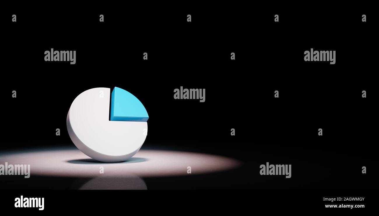 Pie Diagram Symbol Shape Spotlighted on Black Background with Copy ...