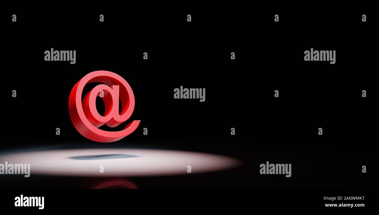 Red Email Symbol Shape Spotlighted on Black Background with Copy Space ...