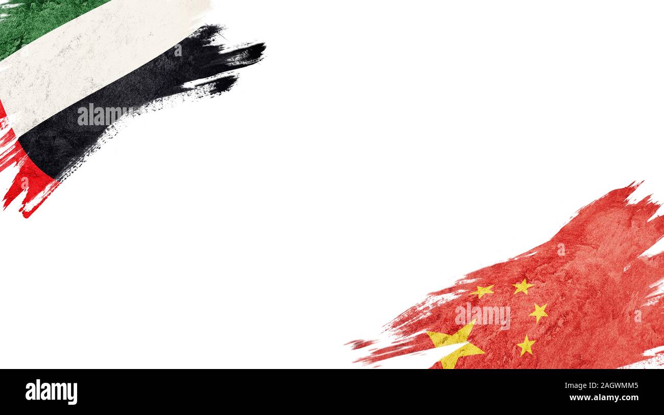 Flags of UAE and China on White Background Stock Photo - Alamy