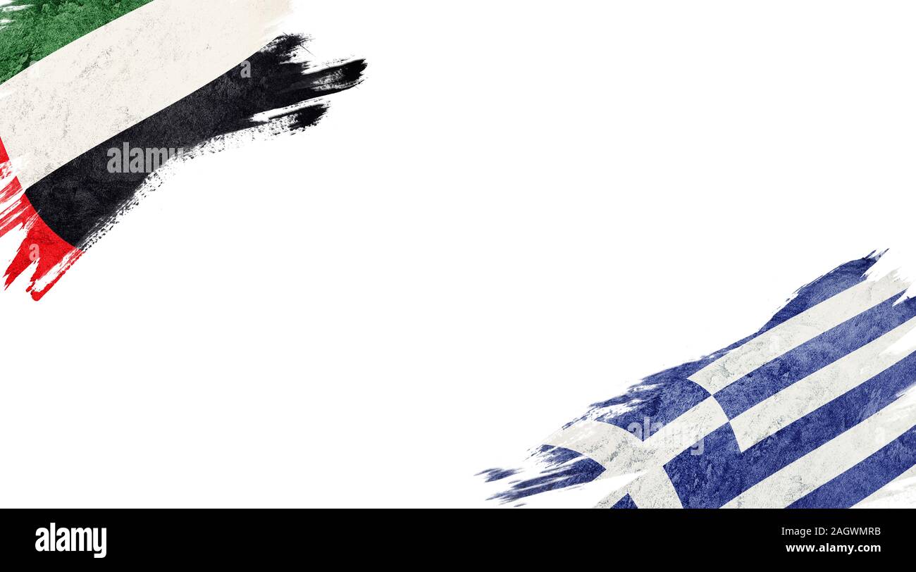 Flags of UAE and Greece on White Background Stock Photo - Alamy