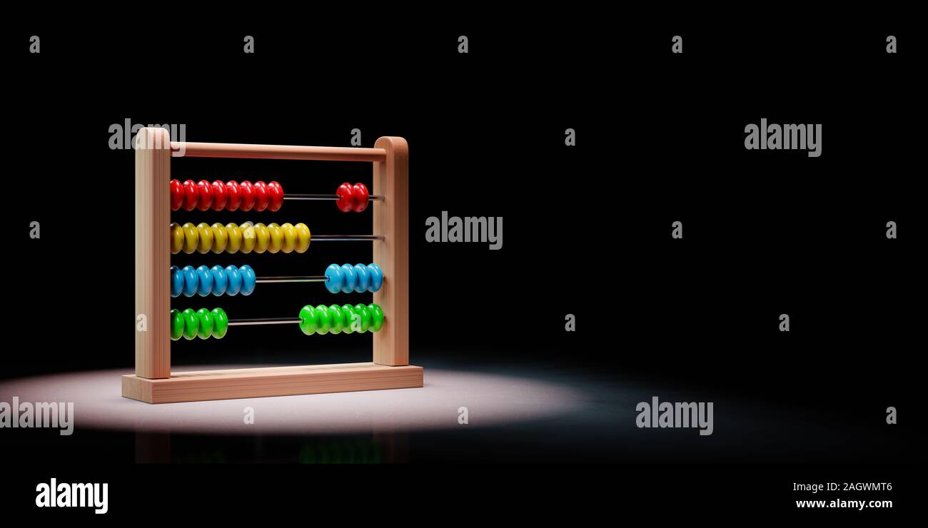 Colorful Wooden Abacus Spotlighted on Black Background with Copy Space ...