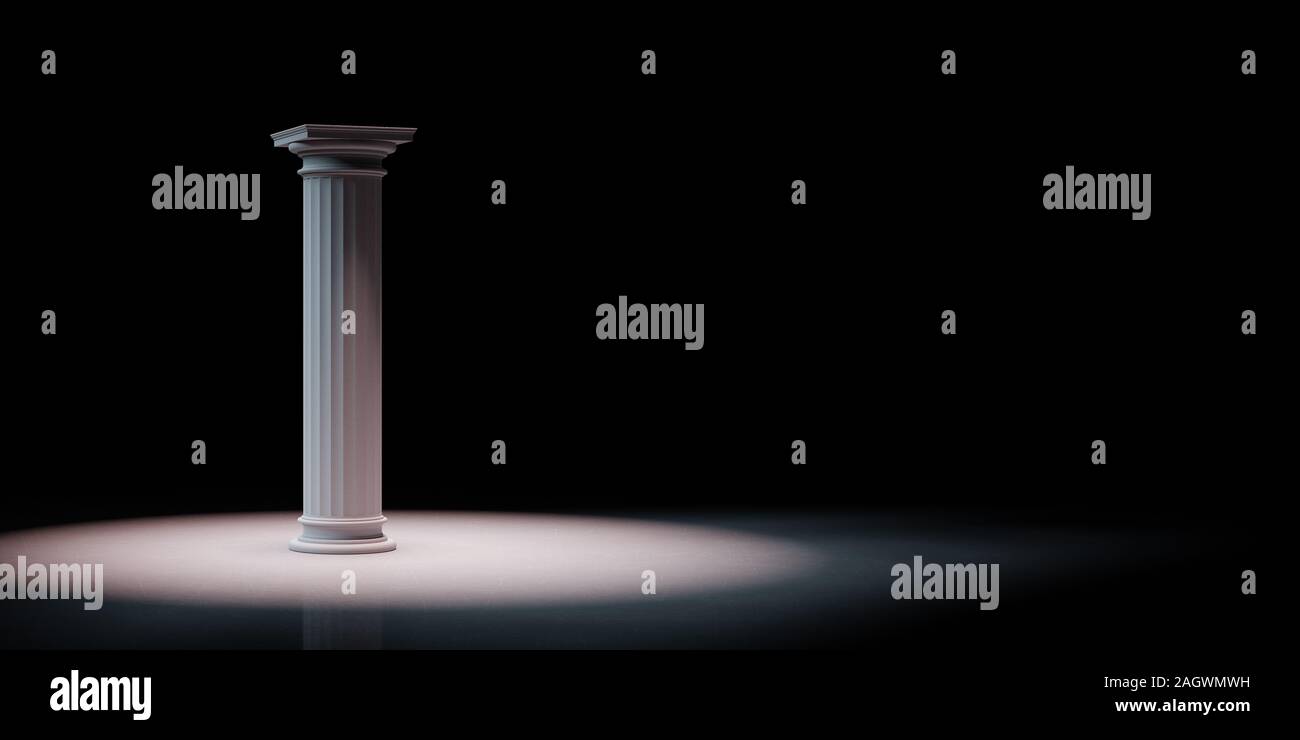 Single Greek Column Spotlighted on Black Background with Copy Space 3D ...
