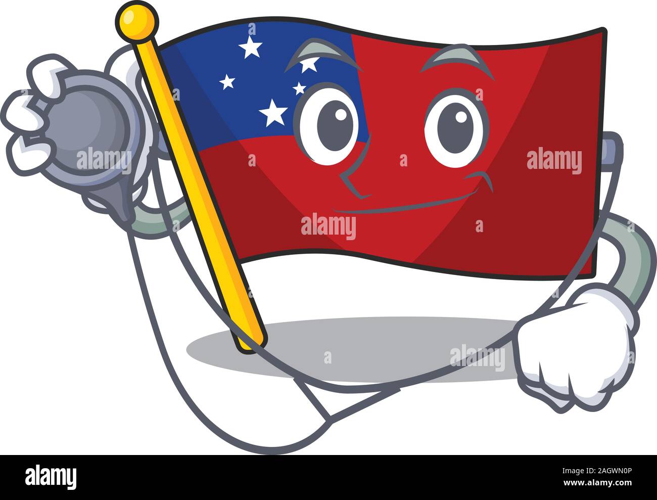 Cute flag samoa Scroll cartoon character in a Doctor with tools Stock ...
