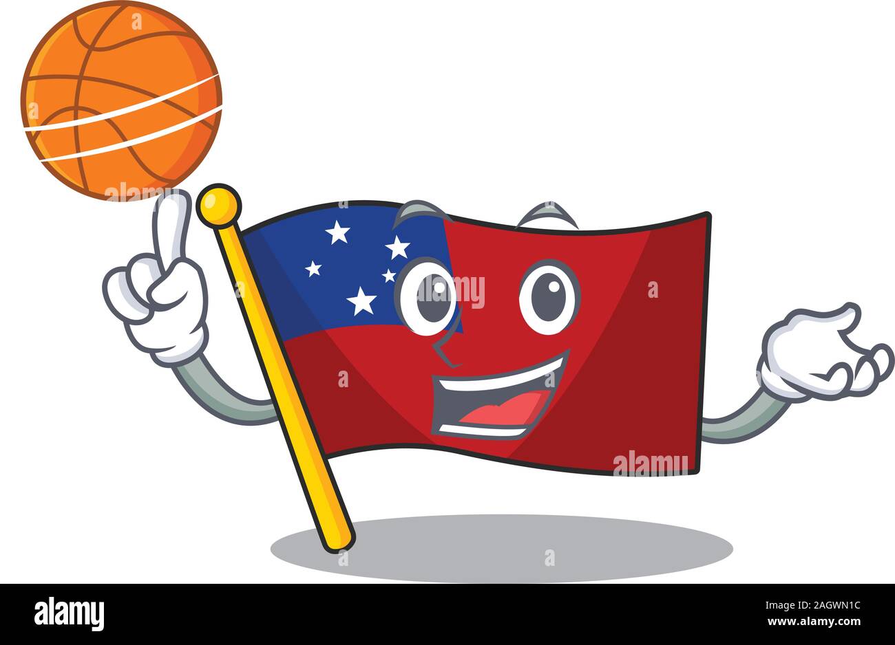 An icon of flag samoa Scroll cartoon character playing basketball Stock ...