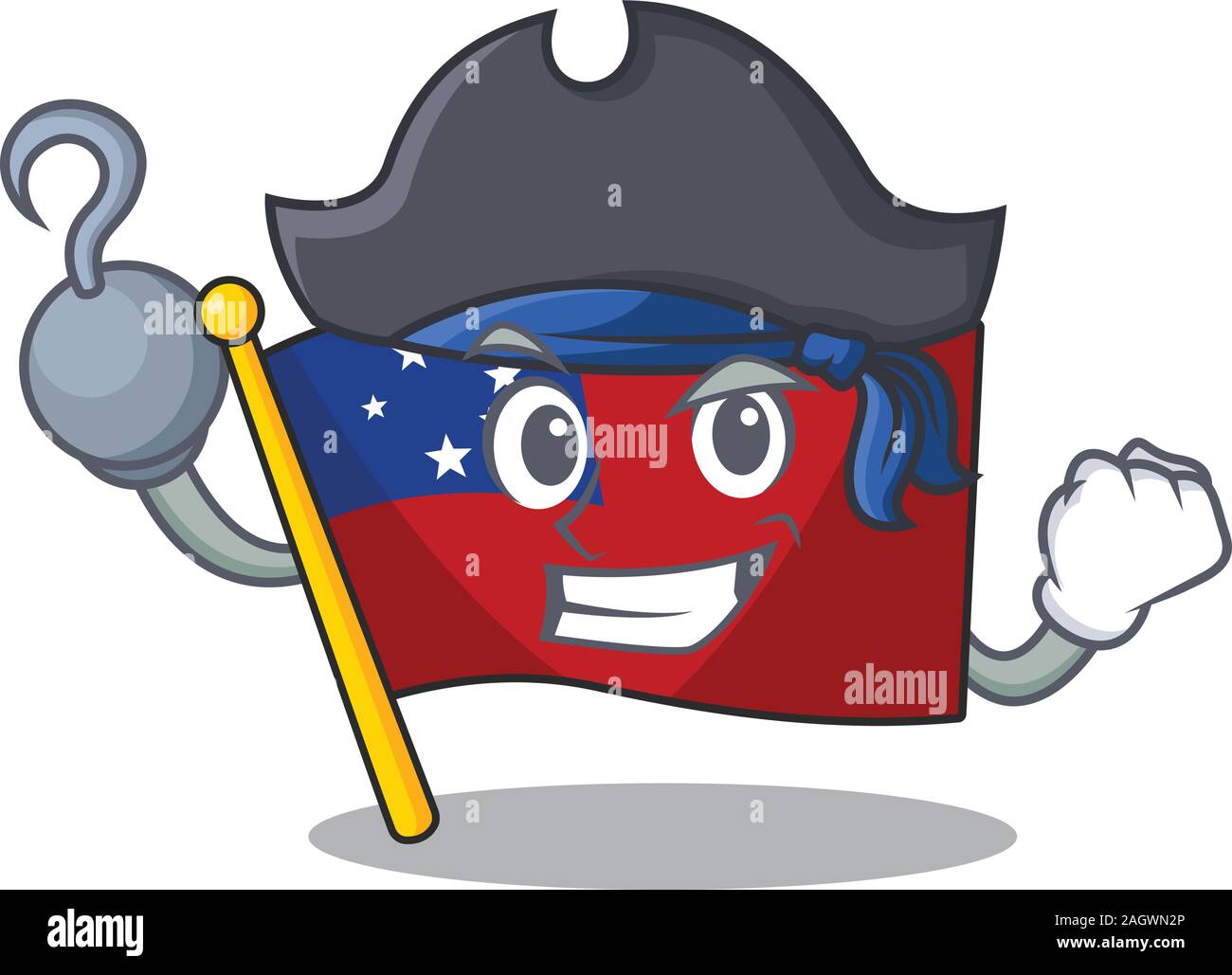 one hand Pirate flag samoa Scroll cartoon style with hat Stock Vector ...