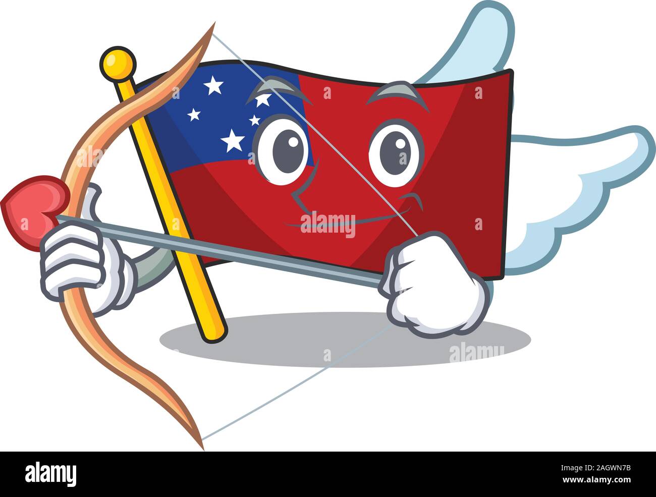 Cute flag samoa Scroll Cupid cartoon character with arrow and wings ...