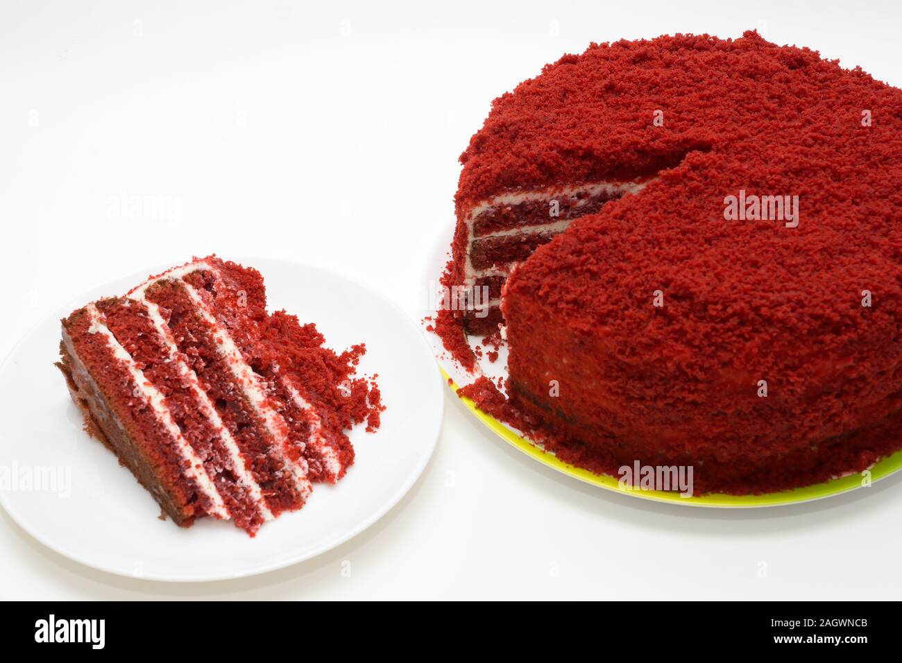 bright red cake called red velvet isolated on a white background Stock ...