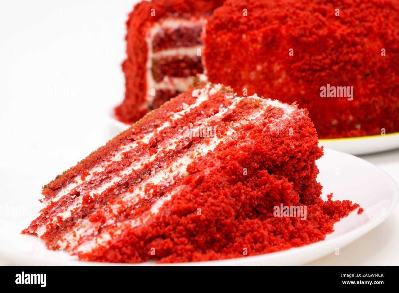 bright red cake called red velvet isolated on a white background Stock ...