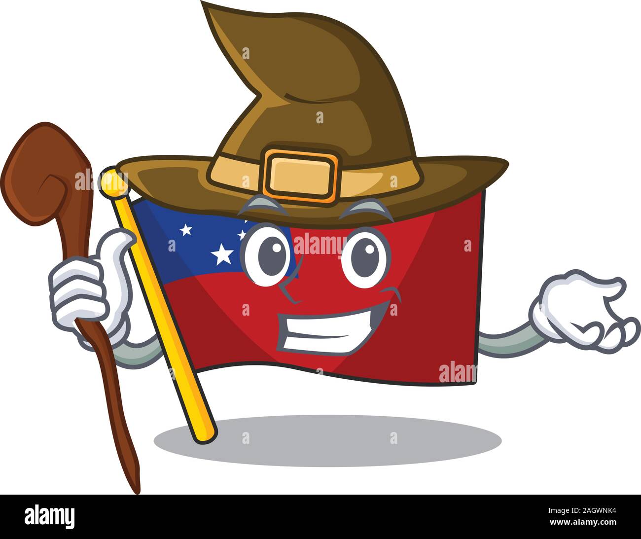 Happy Witch flag samoa Scroll cartoon character design Stock Vector ...
