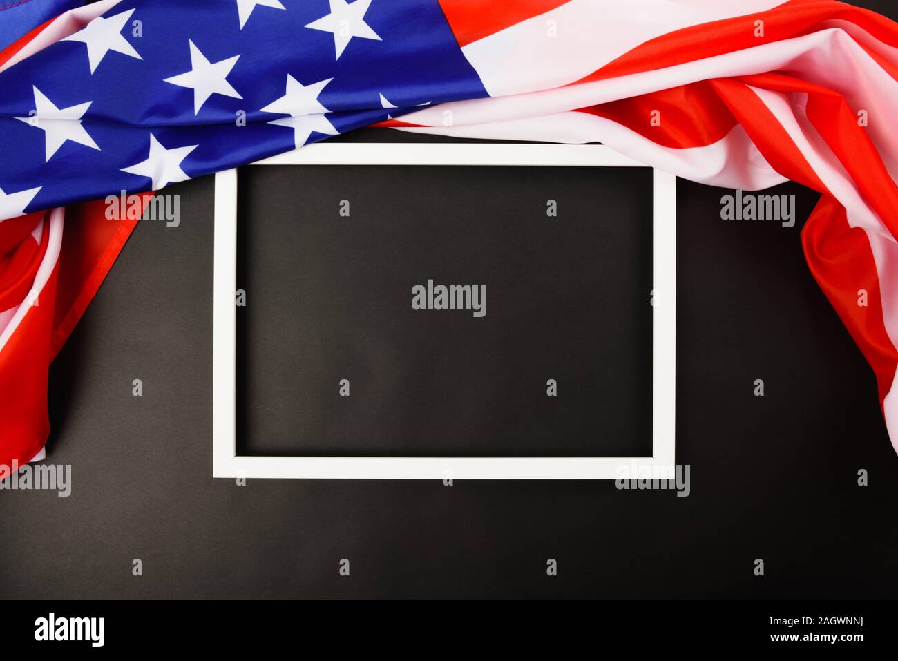 Martin luther king day, flat lay top view, American flag and photo ...