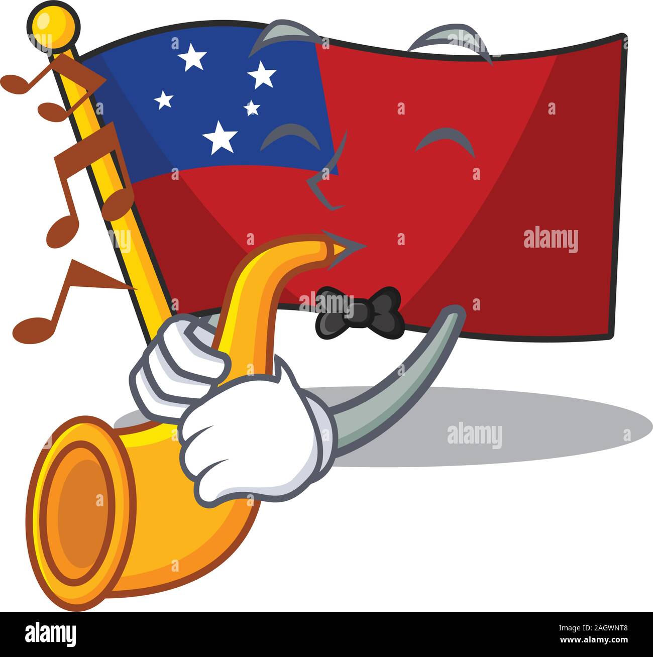 Flag samoa Scroll cartoon character design performance with trumpet ...