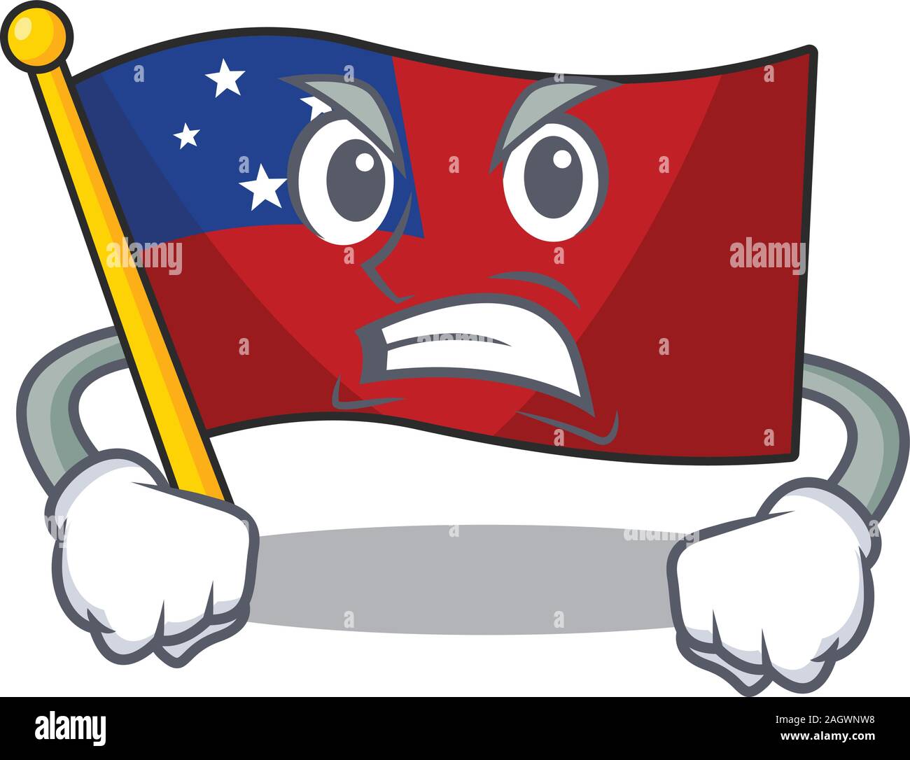 angry face flag samoa Scroll cartoon character design Stock Vector ...