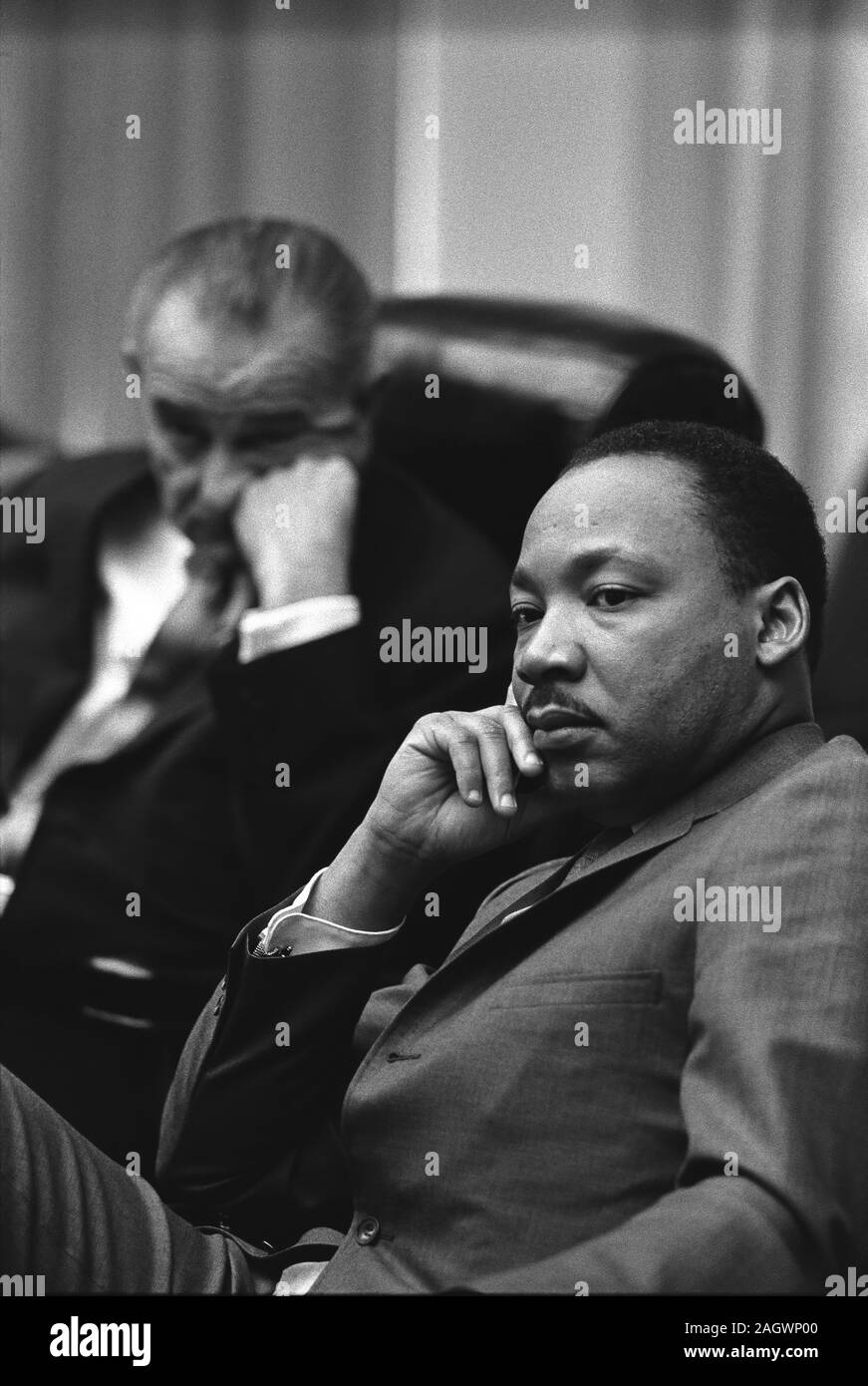 Martin Luther King Jr. and president Lyndon Johnson in the White House ...