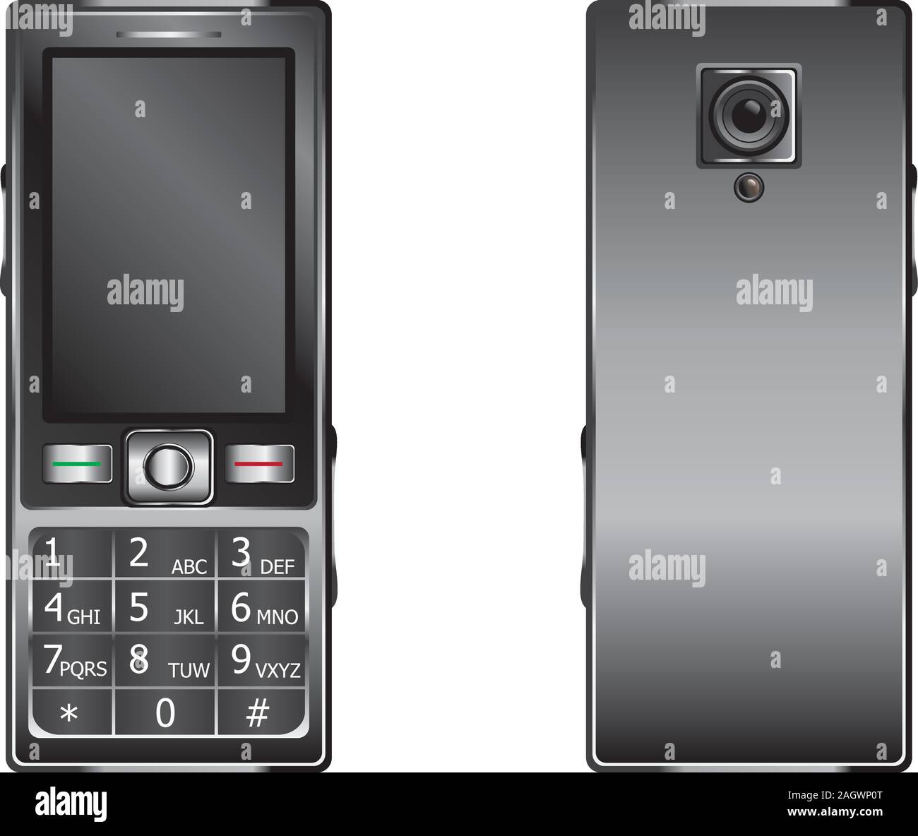 Old style cell phone with keypad in black color Stock Vector Image ...