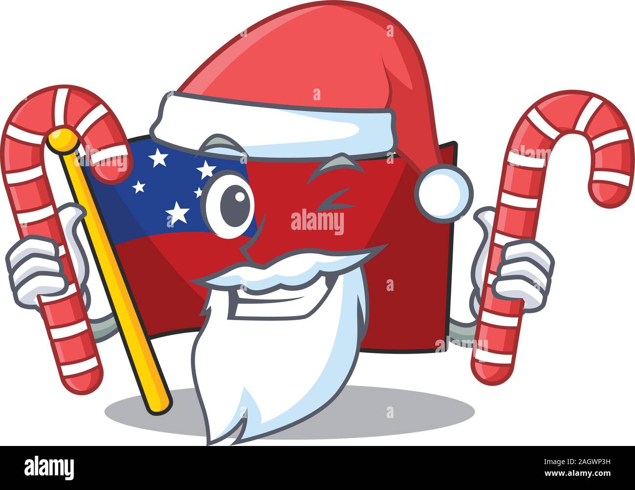 Happy flag samoa Scroll Cartoon character in Santa with candy Stock ...