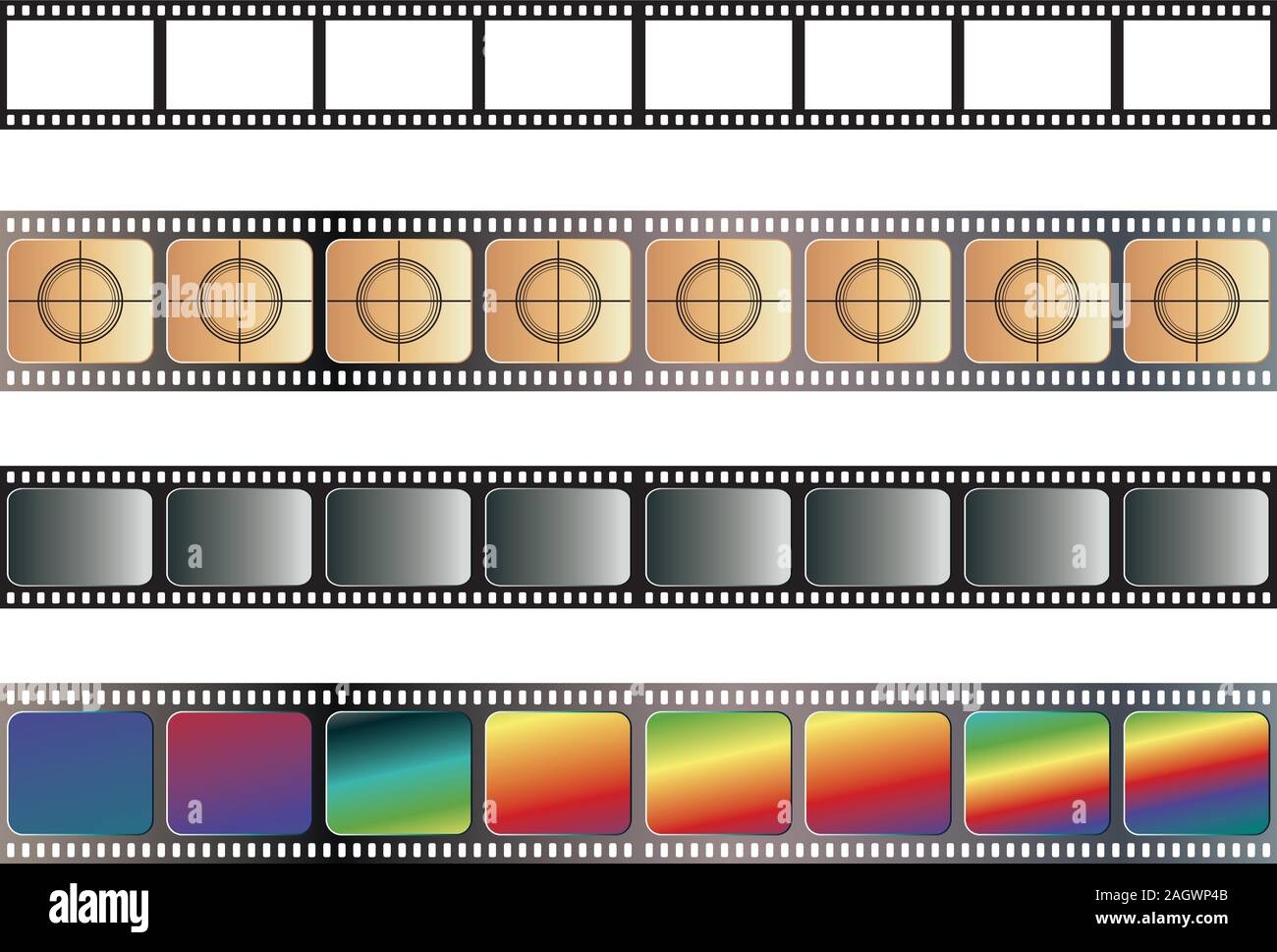 Set of different old film tapes on white background Stock Vector Image ...