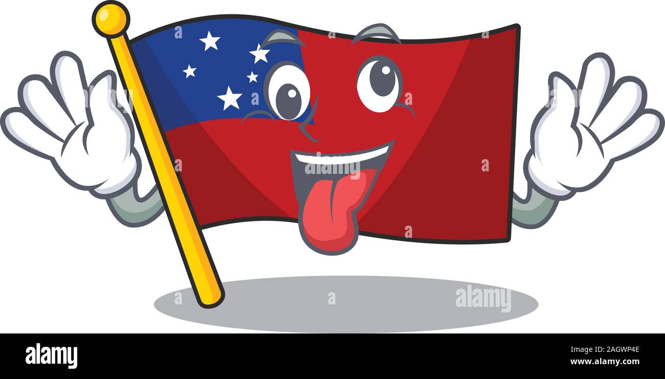 Mascot of crazy face flag samoa Scroll Cartoon character style Stock ...