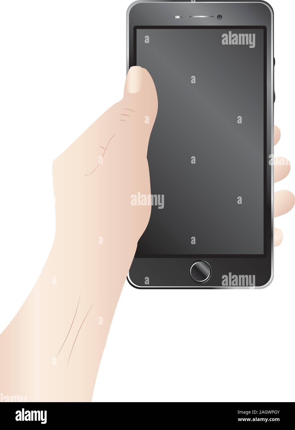 Human hands holding black smartphone with touchscreen Stock Vector ...