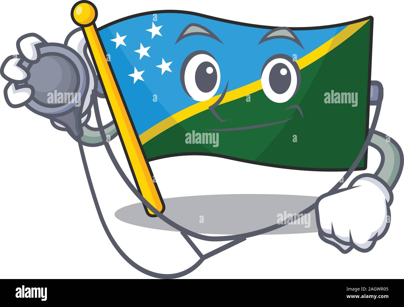 Cute flag solomon island Scroll cartoon character in a Doctor with ...