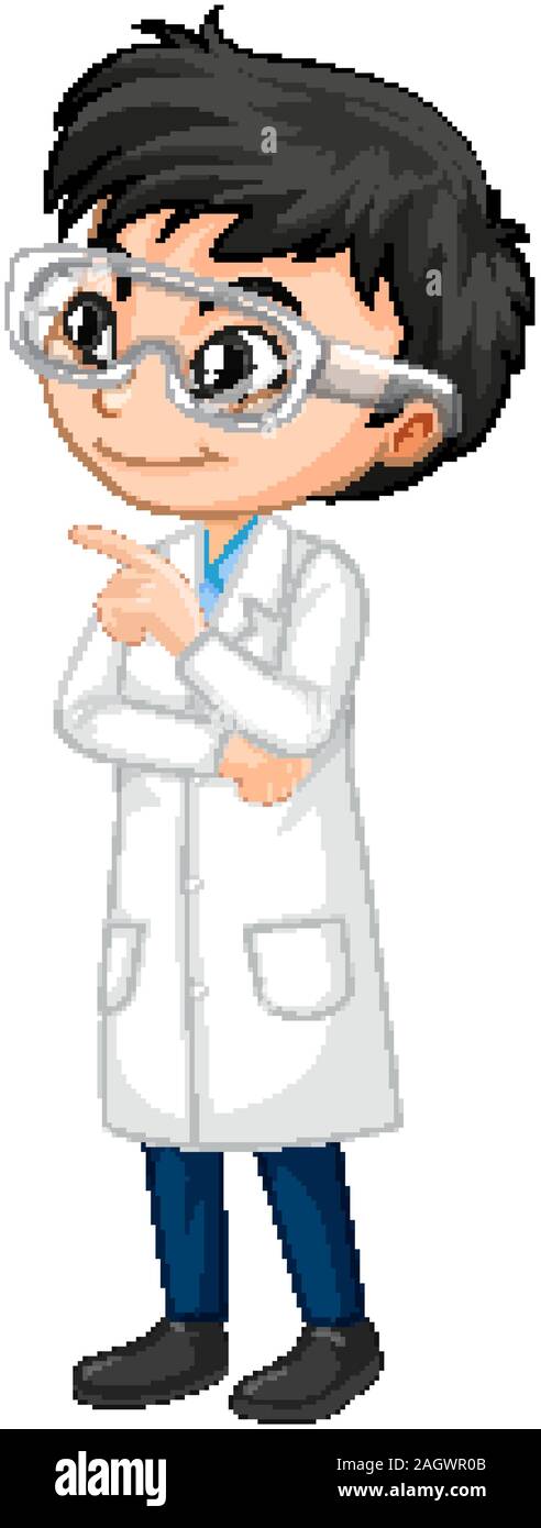 Boy in science gown on isolated background illustration Stock Vector ...