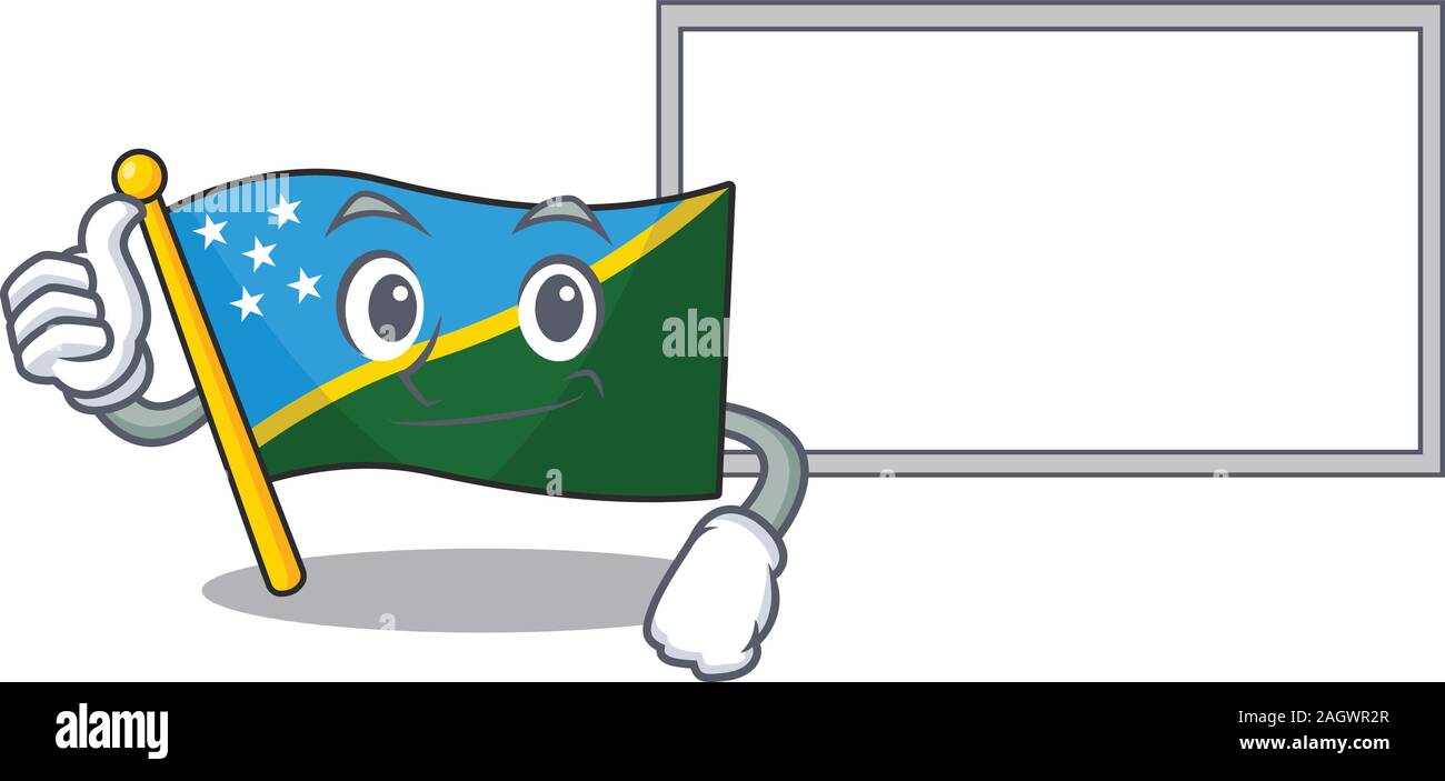 cute flag solomon island Scroll cartoon character Thumbs up with board ...