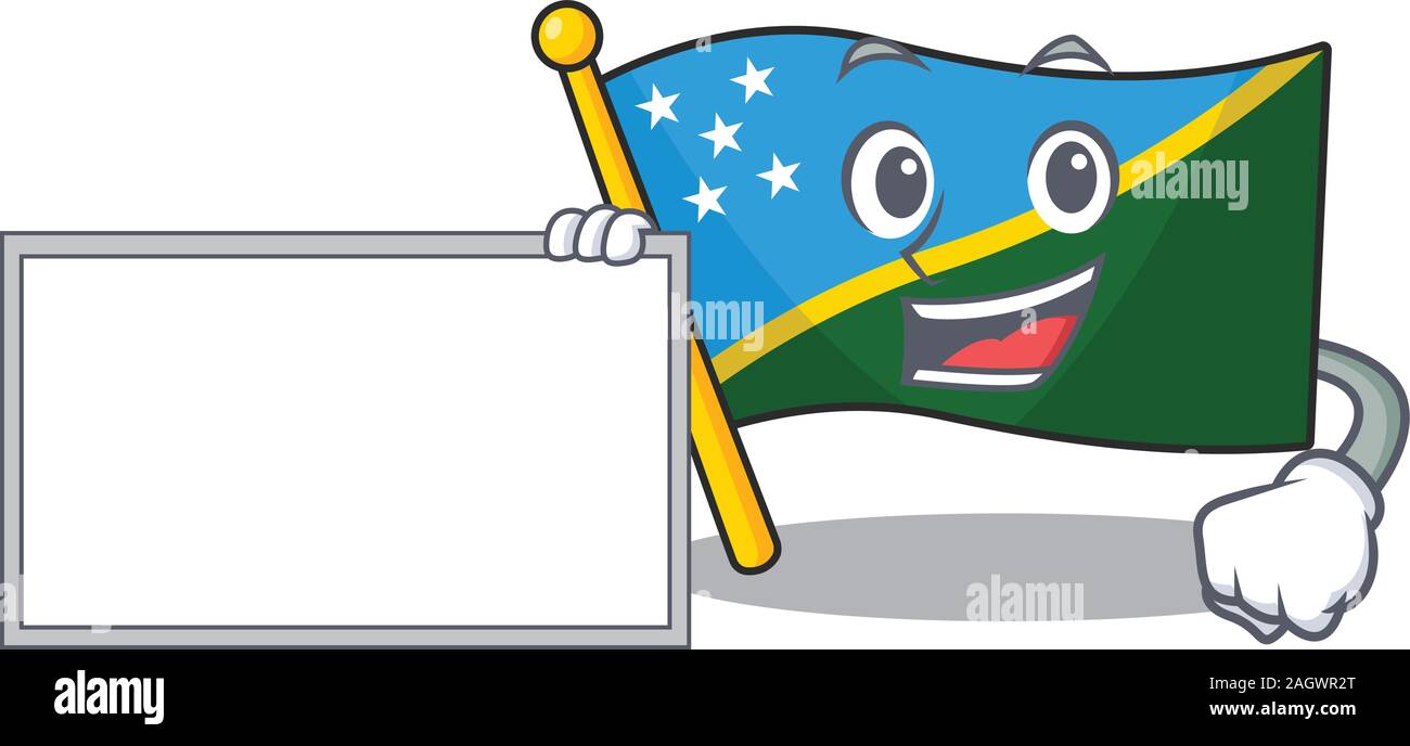 Flag solomon island Scroll with board cartoon mascot design style Stock ...