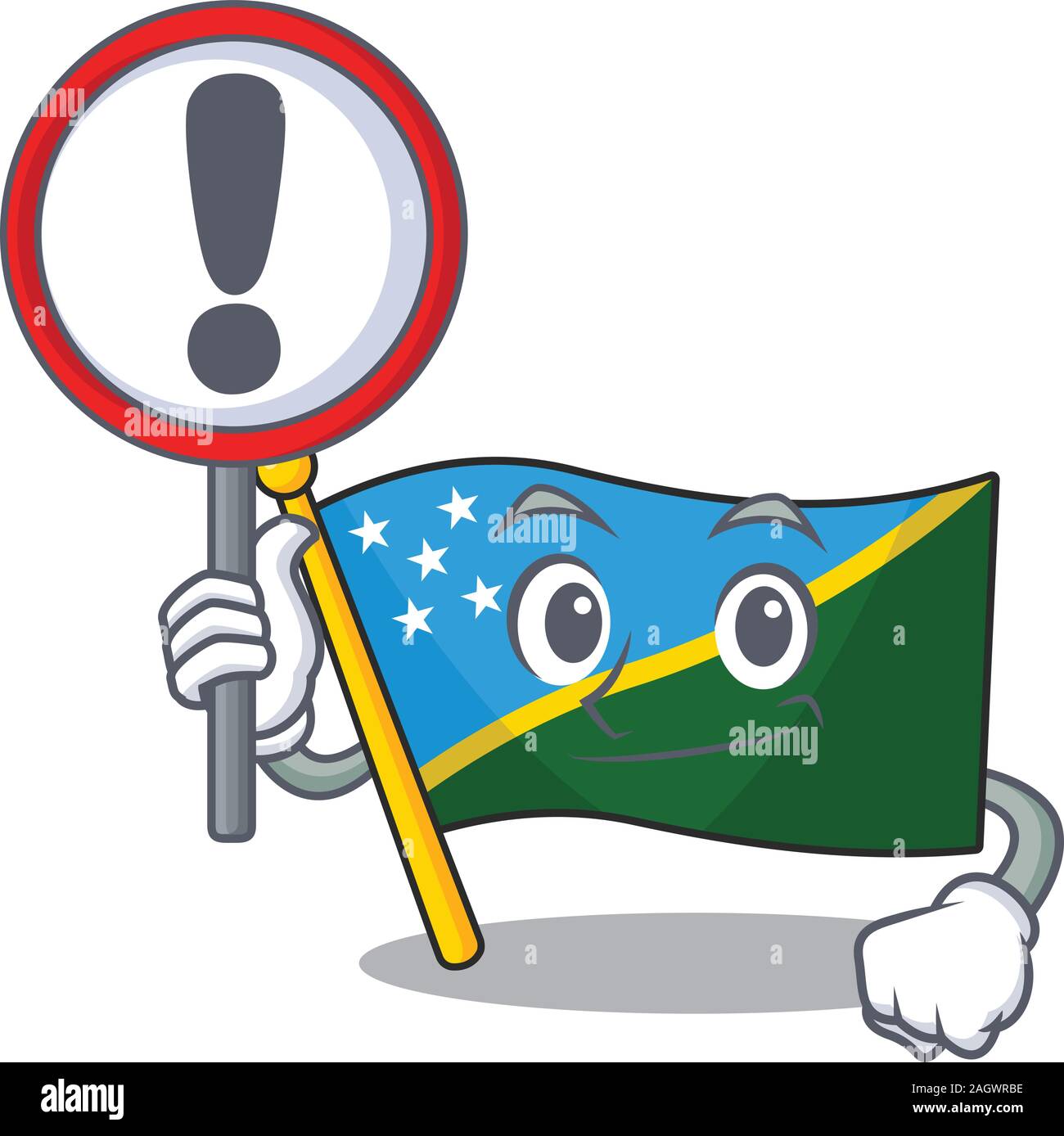 Cartoon design of flag solomon island Scroll raised up a sign Stock ...