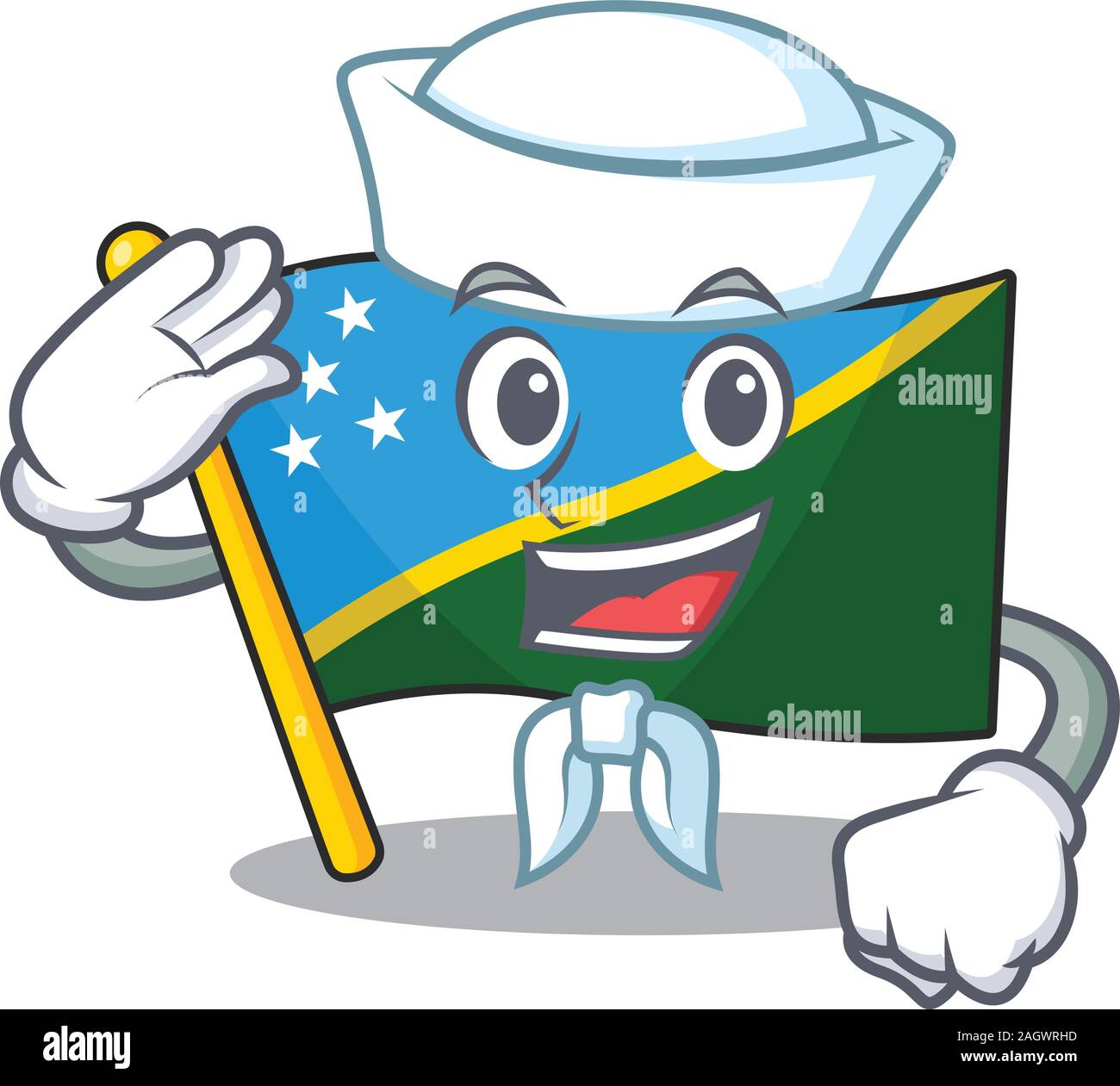 An icon of flag solomon island Scroll Sailor cartoon character wearing ...
