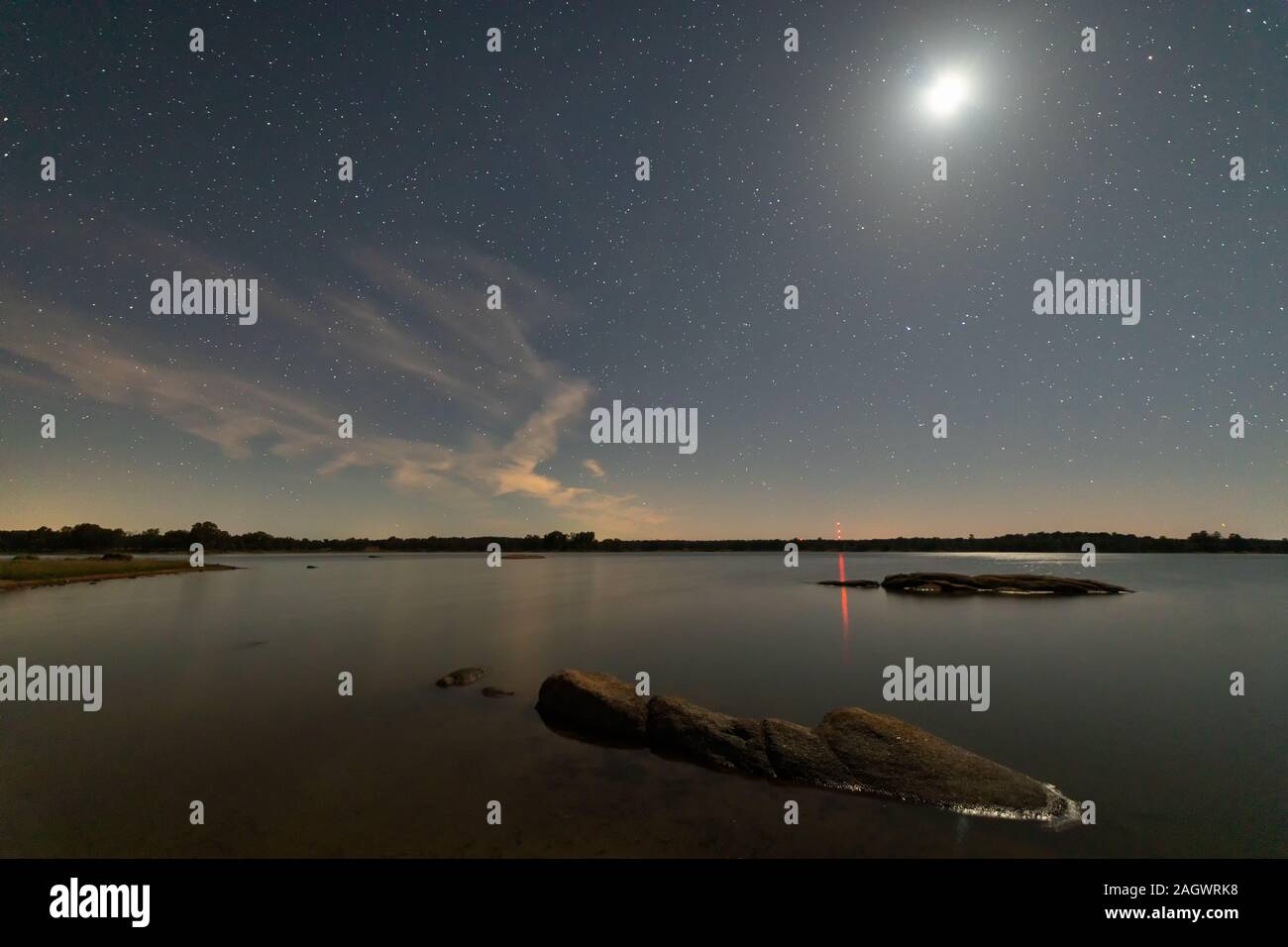 Full moon over water fall hi-res stock photography and images - Alamy