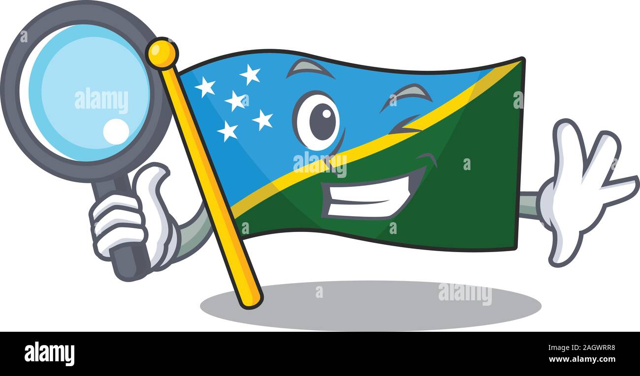 Smart flag solomon island Scroll Detective cartoon character design ...