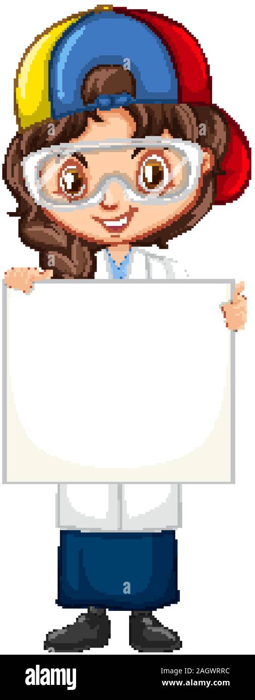 Girl in science gown on isolated background illustration Stock Vector ...