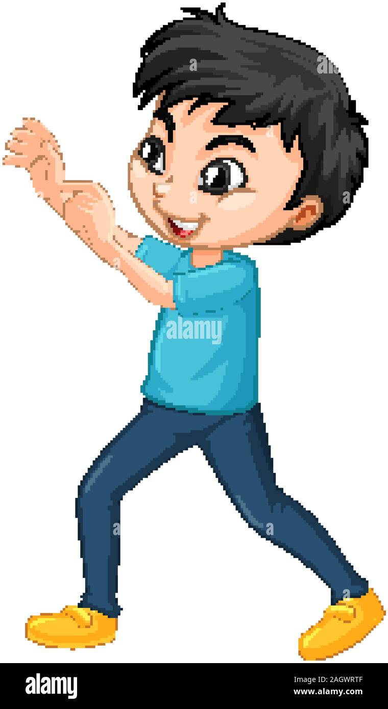 Boy in blue shirt on isolated background illustration Stock Vector ...