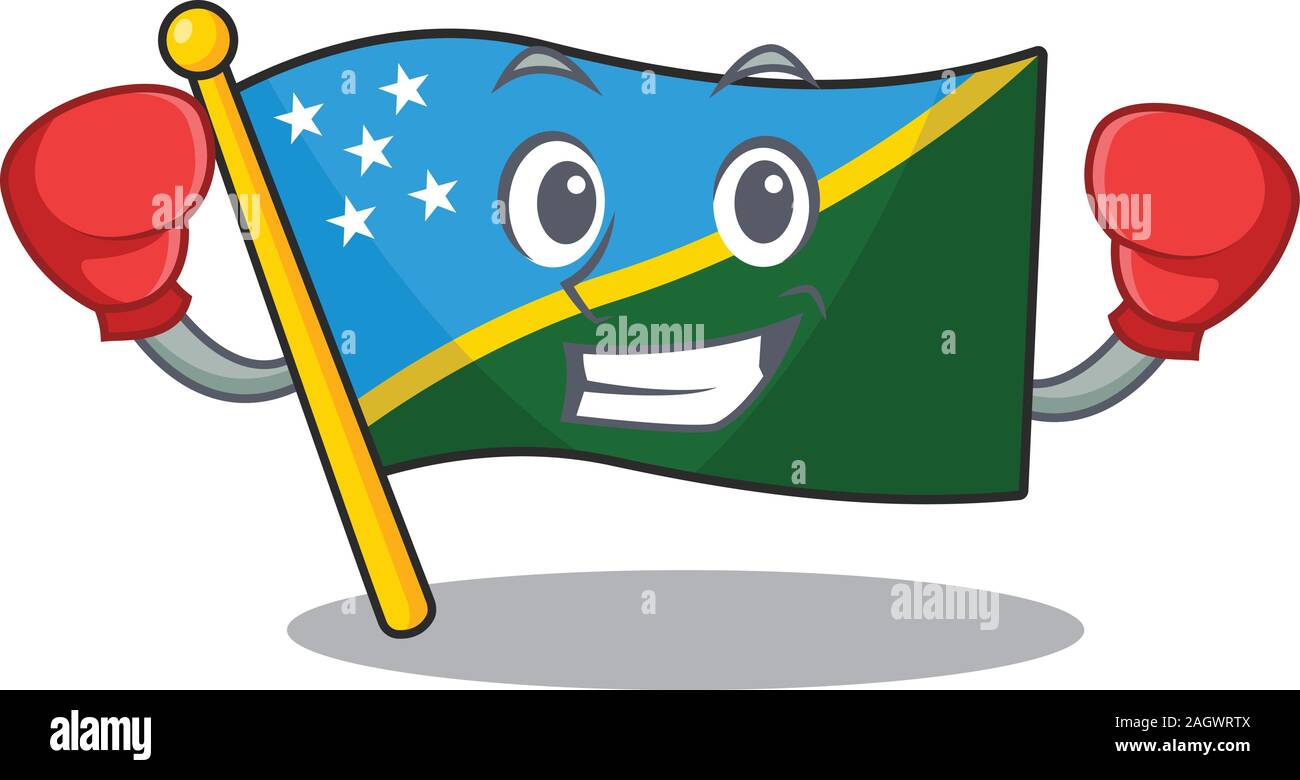 Happy Boxing flag solomon island Scroll mascot character style Stock ...